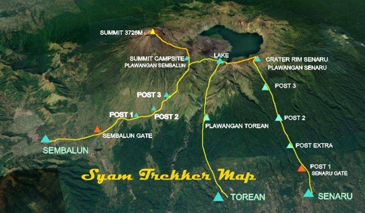 Peta Trekking Gunung Rinjani - Syam Trekker